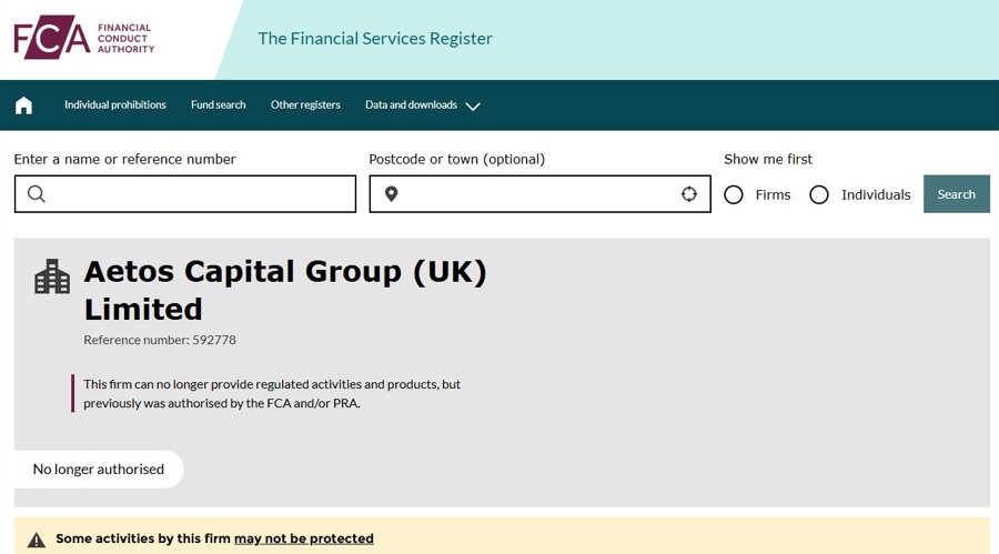 CFDs Broker AETOS Gives Up FCA Licence