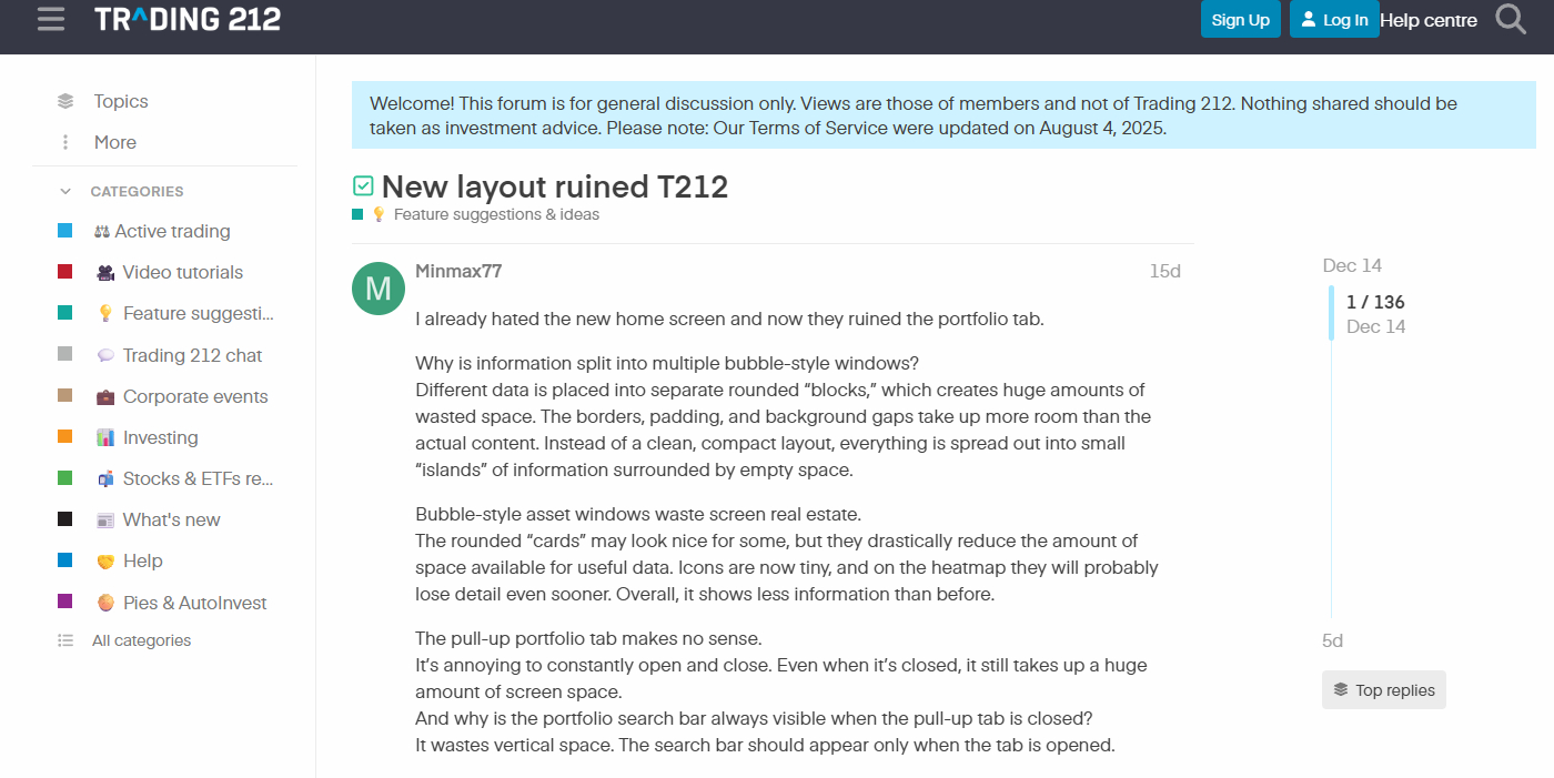 Trading 212 Reverses Interface Redesign After Users Warn They'll Switch ...